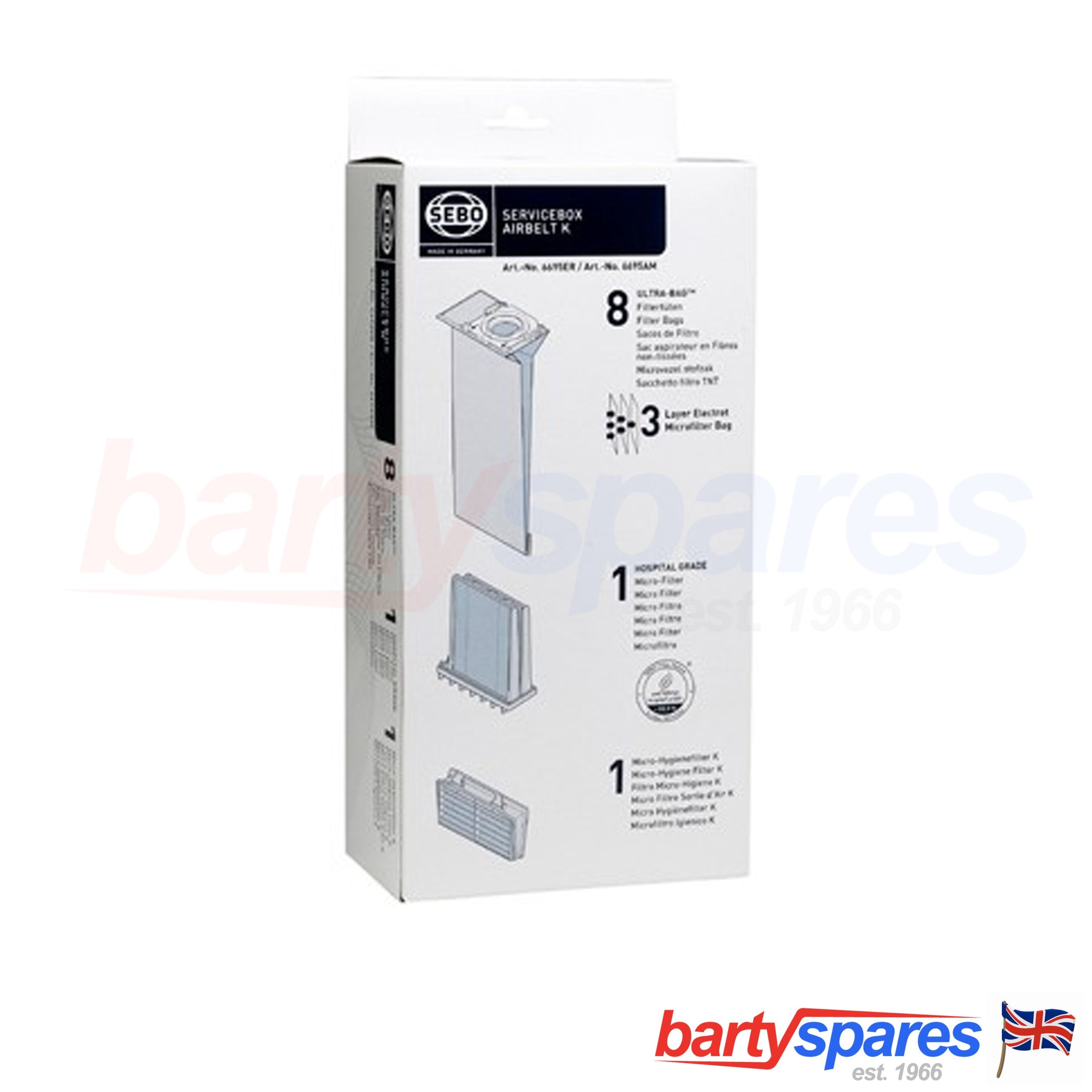 Genuine Sebo 6695ER AIRBELT K Service Box Dust Bags Filter Kit ...