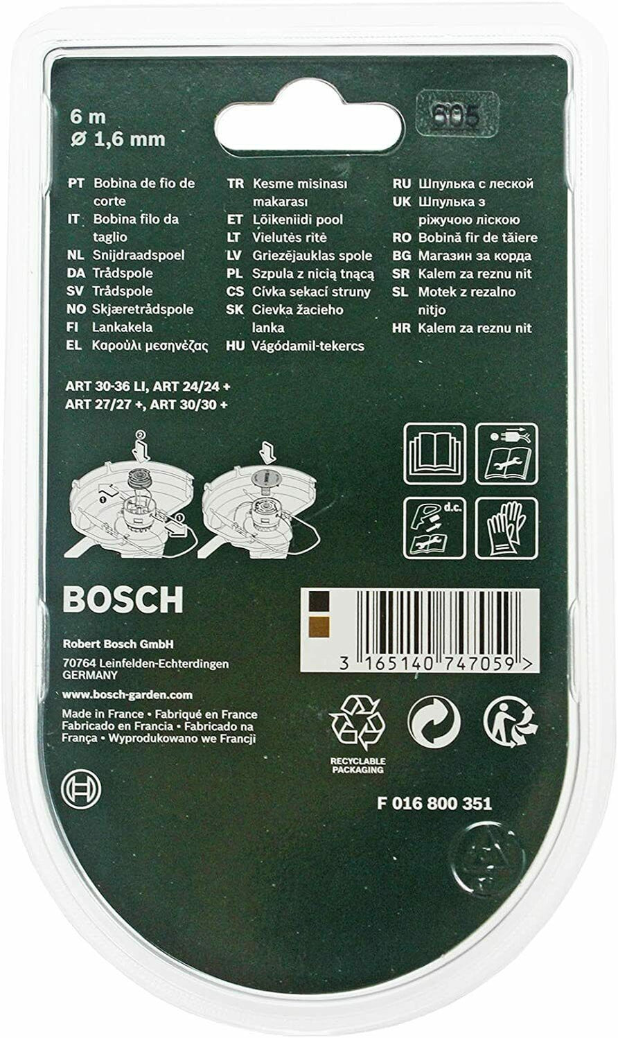 Genuine Bosch Art 24 27 30 30-36 Twin Strimmer Trimmer Cutting Line Sp ...